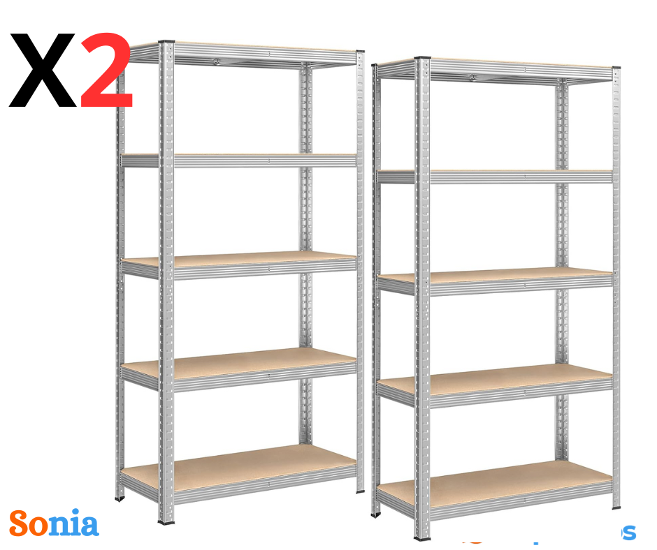 deal - SONGMICS Lot de 2, Étagère de Rangement à 5 Niveaux, 40 x 90 x 180 cm, Capacité 875 kg 47 ...