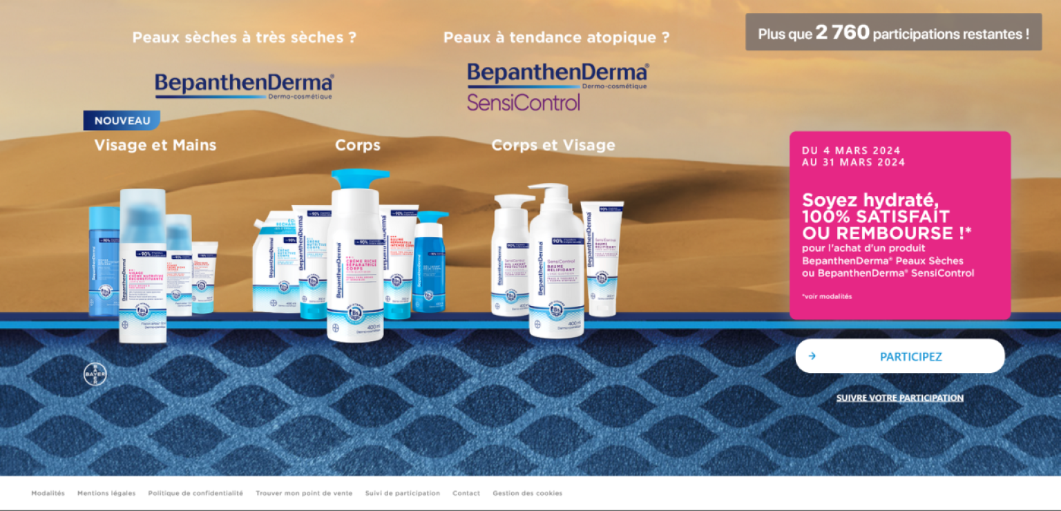 Offre Bepanthen Derma 2024 :100% Satisfait ou Remboursé